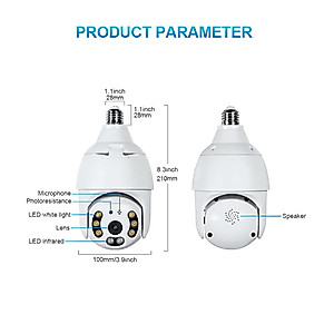 EVERSECU 2K 4MP Light Bulb Security Camera, Outdoor Waterproof, 360° View, 2.4G WiFi&Wireless, Motion Detection, Auto Tracking, 2 Way Audio, Color Night Vision, Work with Alexa Google, Siren Alarm