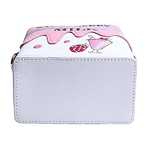 JIANEEXSQ Women Cute Strawberry Milk Box Cross Body Purse Bag Cellphone Shoulder Bags Handbag Card Holder Wallet Purse (strawberry)