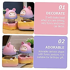 Homoyoyo 2pcs Car Bobble Head Ornament Decor Desktop Toys Car Trim Office Decoration The Office Gift Bobbleheads for Car Dashboard Desktop Ornament Shaking Head Toy Festival