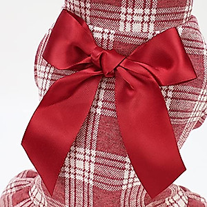 Fitwarm Dog Christmas Outfit, Winter Dog Dress, Dog Clothes for Small Dogs Girl, Turtleneck Plaid Pet Costume, Cat Apparel, Red, XXS