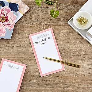 Hallmark Notepad Bundle with Pen, Pretty Pinks (3 Notepads in Assorted Sizes with Gold Pen)