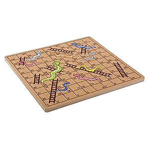 The Dreidel Company Classic Wooden Board Games, Great for Prizes, 10" (10" Wooden Snakes & Ladders)