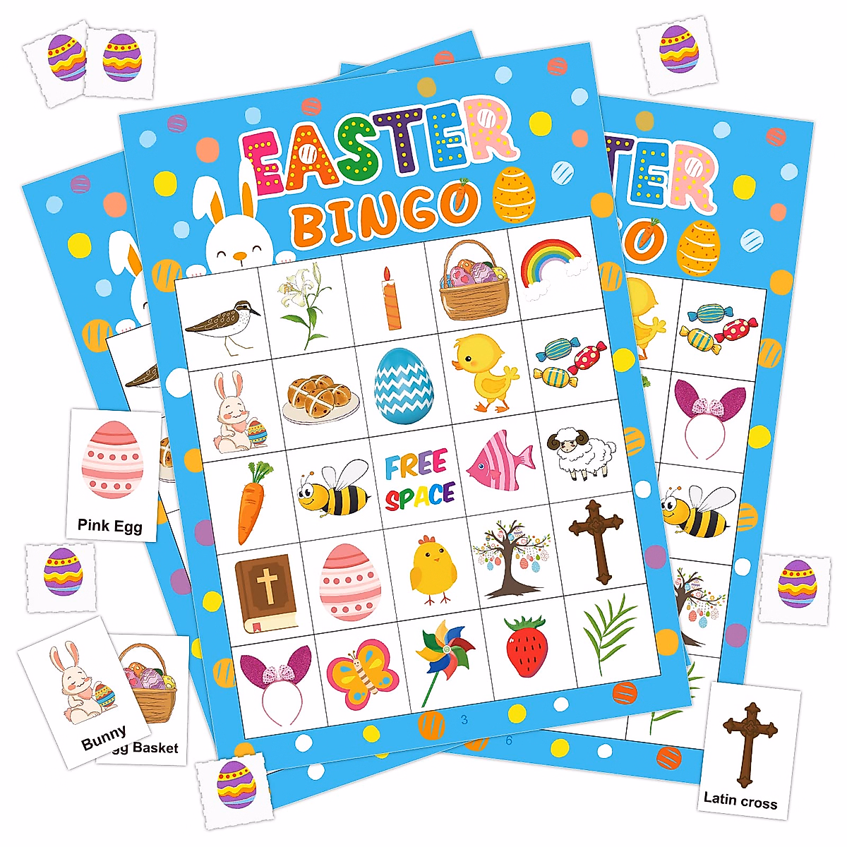 GIANTRUMP 24 Players Easter Bingo Card Games Fun Easter Party Games for School Classroom Family Activities Birthday