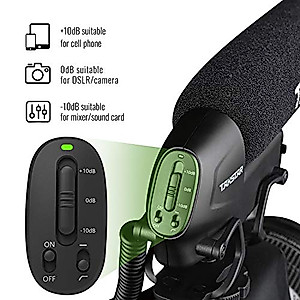 Takstar SGC-600 Shotgun Microphone, Camera Microphone for iPhone Smartphone, Nikon Canon Sony DSLR Camcorder Professional Video Microphone with Windscreen, Shock Mount, 3.5mm Stereo Audio Jack