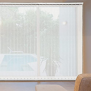 LETAU Cordless Sheer Vertical Window Blinds, Light Fitering, Reduce Sun Glare, UV Protection, White Window Shades for Slidding Door, French window, Room Divider, Glass Wall,OverSized Windows¡­