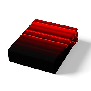 Abstract Ombre Decor Bed Sheets Kids Teens Red and Black Sheet Set Fashion Sheets Girls Boys Room Decor Twin Size,1 Flat Sheet +1 Fitted Sheet+1 Pillowcase, 3Pcs Bedding