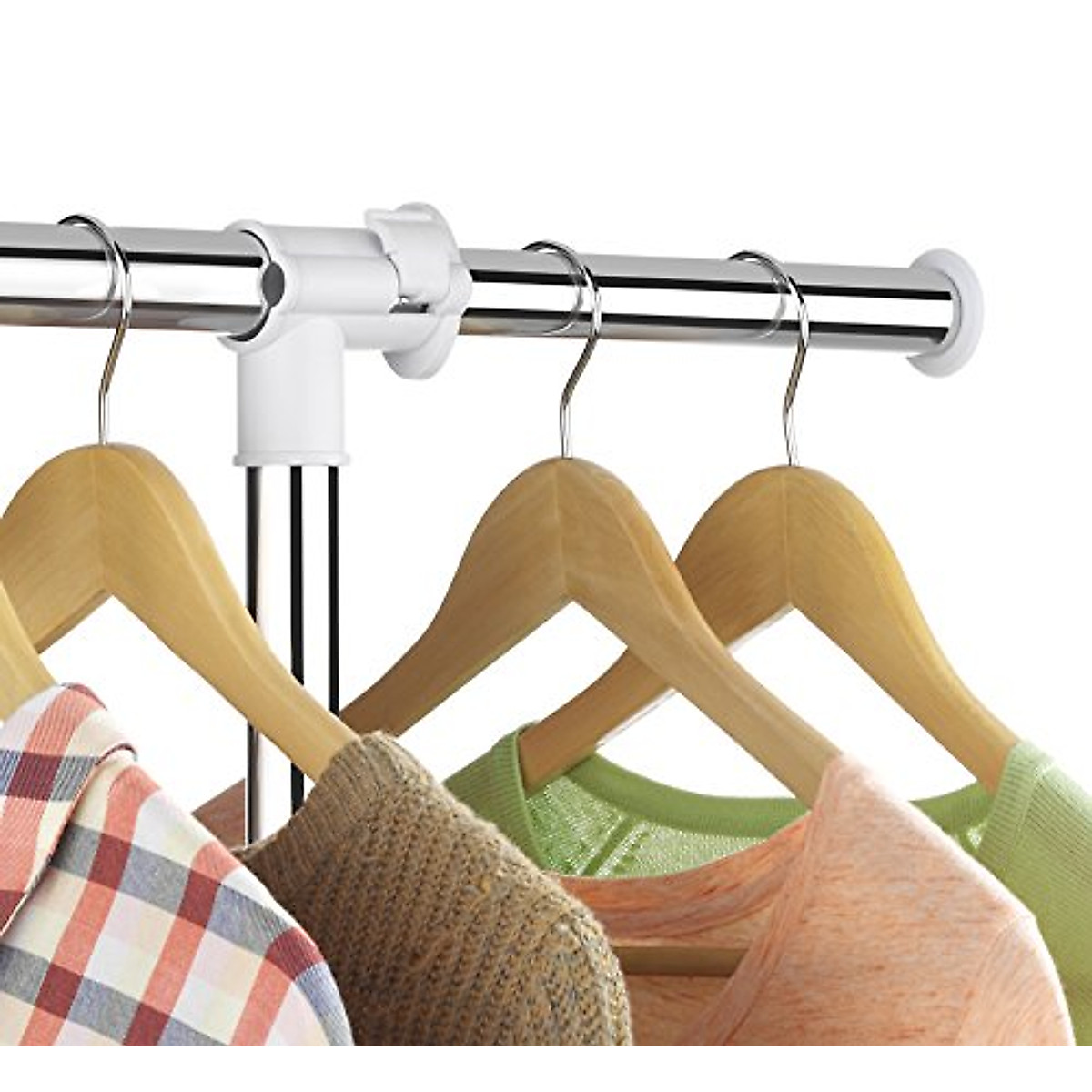 Whitmor Deluxe Adjustable Garment Rack - Rolling Clothes Organizer - White and Chrome