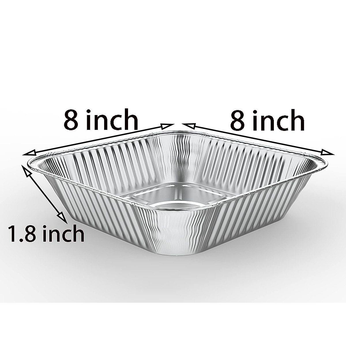 WANBAO 30 Pcs Disposable Aluminum Tin Foil Baking Pans Bakeware Square 8'' X 8'' X 2'' Inch Meal Prep for Catering, Baking Cakes, Breads, Brownies, Bread, Meatloaf, Lasagna