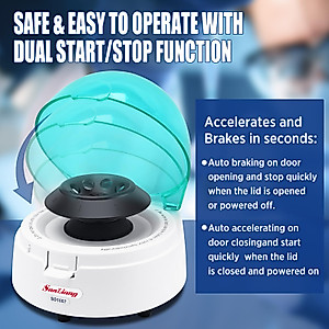 Sanliang Mini Centrifuge 7000RPM Lab Benchtop Centrifuge Machine with 2 Rotors for 8 x 0.2/0.5/1.5/2.0ml and 0.2mL×32 PCR Strips, Low Noise≤45dB.