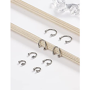 Ovxznts 16G Surgical Steel Nose Septum Horseshoe Hoop Earring Eyebrow Tragus Helix Lip Rings Piercing Jewelry Ball Spike Silver-tone