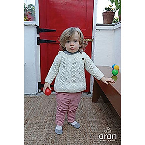 Carraig Donn 100% Merino Wool Baby Hoodie With Side Fastening Buttons Natural 12-18 months