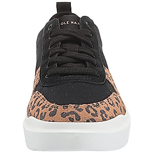 Cole Haan Women's Grandpro Rally Canvas Court Sneaker, Black/Printed Leopard/Rose Gold/Optic White Outsole, 6