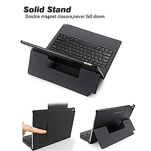 casefromme for iPad Pro 12.9 Keyboard Case,Slim Lightweigh Folio Shell Protective Stand Leather Cover for iPad Pro 12.9 inch 1st & 2nd Generation（2015 & 2017 Black