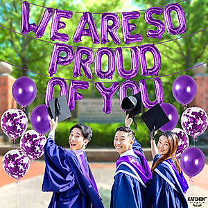 Katchon, We Are So Proud of You Balloons - 16 Inch, Pack of 27 | Congratulations Balloons, Rose Gold Graduation Decorations Class of 2024 | Graduation Foil Balloons, Graduation Balloons Class of 2024