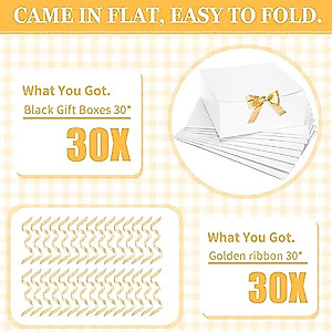 Fulmoon 30 Pcs Large Thank You Gift Boxes with Lids 10 x 10 x 4 Inch Bridesmaid Proposal Box with Ribbon Kraft Paper Present Wrap Box for Wedding Anniversaries Birthday Packaging Baby Shower(White)