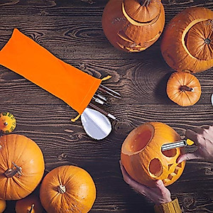 Halloween Pumpkin Carving Kit, 11 Pieces Pumpkin Carving Tools Sets with 12 Pumpkin LED Candles Lights, Professional Heavy Duty Stainless Steel Pumpkin Cutting Knife Supplies for Halloween Decoration