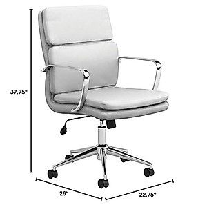 Pemberly Row Standard Back Upholstered Faux Leather Office Chair in White