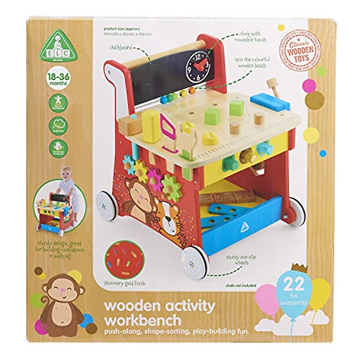 Early Learning Centre Wooden Activity Workbench, Imaginative Play, Hand Eye Coordination, Physical Development, Kids Toys for Ages 12 Month, Amazon Exclusive