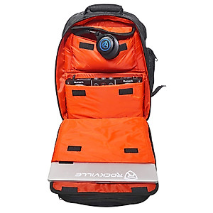 Rockville DJ Laptop/Gear Travel Backpack Bag w/ Headphone Compartment+Dividers, Black