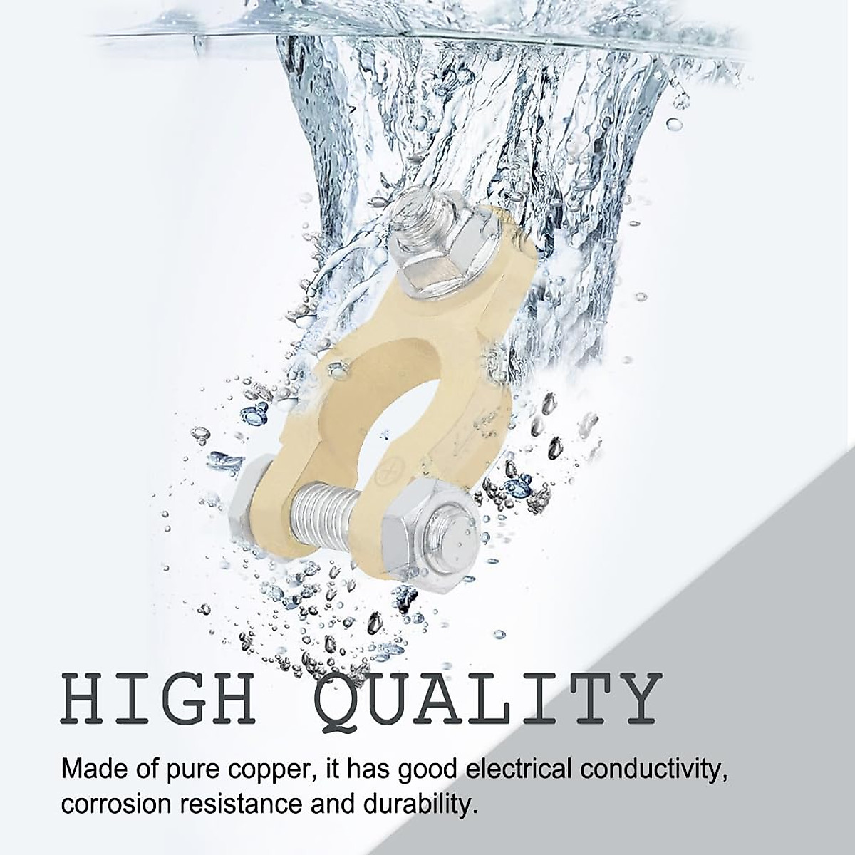 2PCS Brass Battery Terminal Connectors, Battery Cable Ends, Top Post Battery Terminals Clamp Set, Battery Terminal Adapter Car Accessories Compatible with Automotive Car Marine Battery