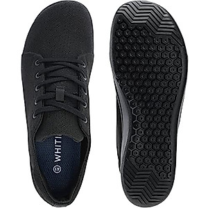 WHITIN Men's Fashion Barefoot Knit Minimalist Sneakers Wide Width fit Zero Drop Sole Size 10.5-11 Minimus Outdoor Shoes Woven Laces Up All Black 44