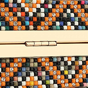 YYW Clutch Purse for Women Resin Geometric Decor Shoulder Handbag Fashion Rhinestones Evening Bag (Coffee)