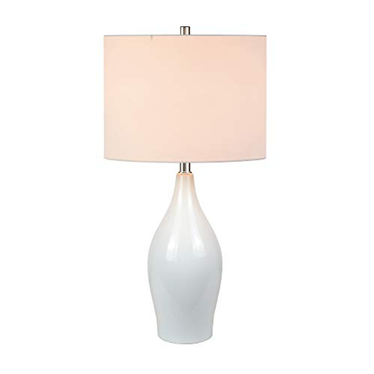 Bella 28.25" Tall Porcelain Table Lamp with Fabric Shade in White/White