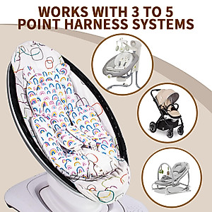 FEISIKE Infant Insert Compatible with Graco & 4moms mamaroo Systems, Include 5 Pcs Strap Pad, Head & Body Support Insert Cushion for Newborn to Toddler, Works for 3 to 5-Point Harness Systems, White