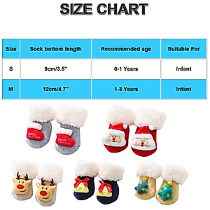 Infant Baby Christmas Socks Boys Girls Cotton Soft Sole Non Slip Shoes Fuzzy Princess Socks Floor (Red, 12-24 Months)