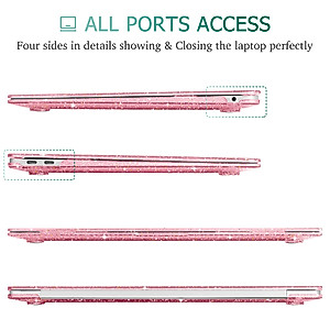 May Chen Compatible with MacBook Air 13 inch Case 2021 2020 2019 2018 Release Models: M1 A2337 A2179 A1932, Plastic Hard Shell Case for Mac Air 13 inch with Retina Fits Touch ID, Pink Glitter