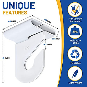 10 Pairs Drop Ceiling Hooks for Hanging,Suspended Track Ceiling Hanging Hooks,White Ceiling Tile Hooks,Classroom Ceiling Hooks,Hold up to 20 lbs, 1" W x 1½" H