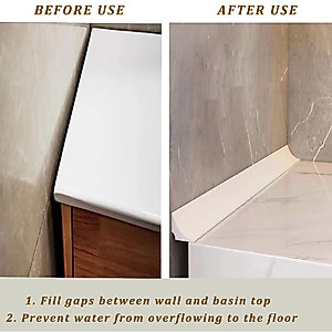 Shower Dam Self Adhesive, Shower Water Blocker for Kitchen Bathroom, Shower Guard Shower Threshold Water Dam for Bathtub, Countertop Edge Trim(White/157in)