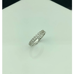 SILVERCLOSEOUT Sterling Silver Double Row Cz Eternity Ring - Size 8