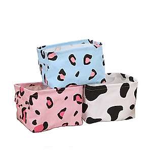 Kamuavni 3 Pack Mini Storage Basket Small Storage Bins with Handles Canvas Containers Organizers for Home Decor Or Storing Toys, Keys, Sundries, Little Crafts 7.9 L×6.3W*5.5H inch