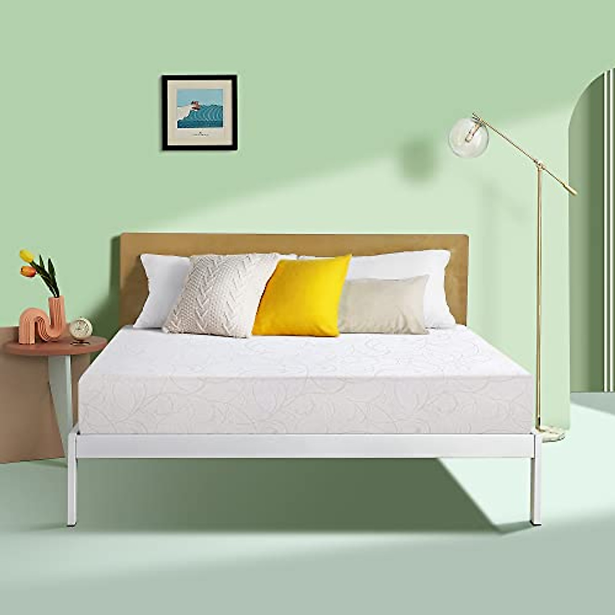 Olee Sleep 7 Inch I-Gel Deluxe Comfort Memory Foam Mattress,Queen,Beige,White, CertiPUR-US, Multi-layered foam, Supporting Body Weight,Comfort and Relieve pressure