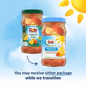 Dole Fruit Jars, Tropical Fruit in 100% Fruit Juice, Pineapple & Papaya, Gluten Free, Pantry Staples, 23.5 Oz Resealable Jars, 8 Count
