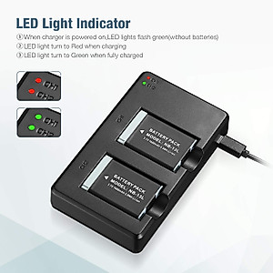 NB-13L Battery 2 Pack Replacement Li-ion Batteries and USB Dual Charger Set Compatible with PowerShot G1X G5X G7 X G7X Mark 2 II III G9 X G9X SX620 SX720 SX730 SX740 HS Digital Camera