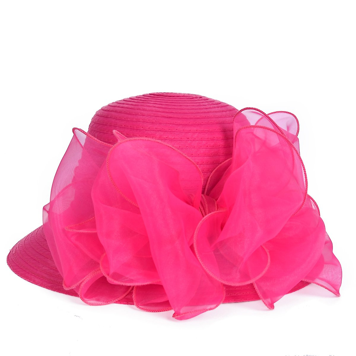 VECRY Lady Derby Dress Church Cloche Hat Bow Bucket Wedding Bowler Hats (Rose)