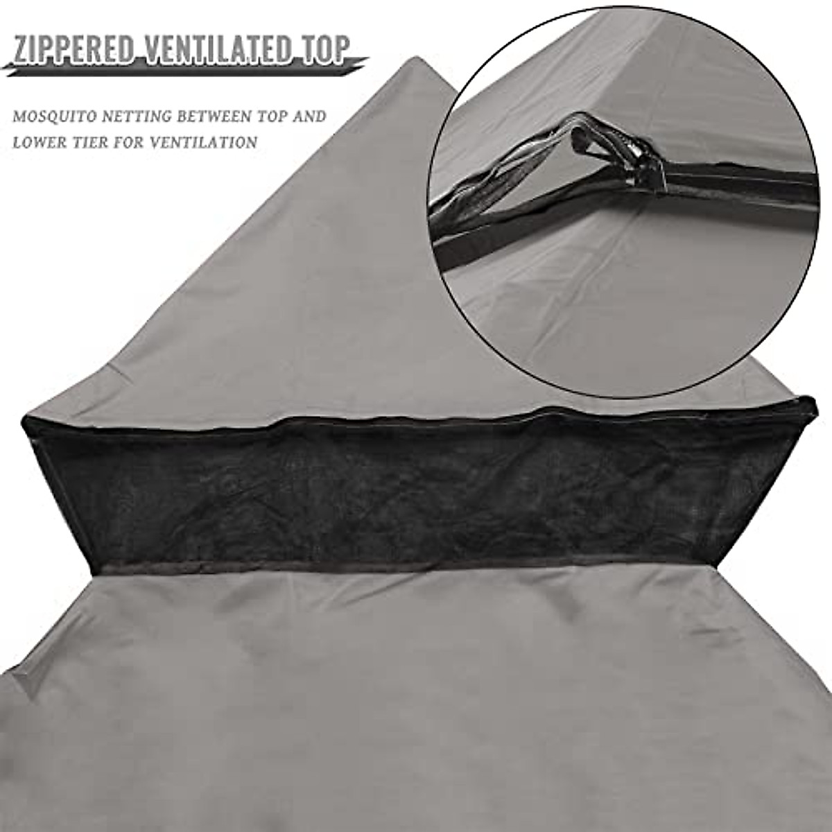 8'x8' Canopy Replacement top for 2 Tier Gazebo Canopy Replacement Cover UV30 for Outdoor Patio Garden Yard (Gray)