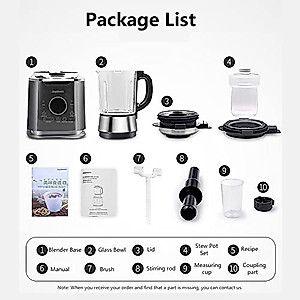 Joydeem Multifunctional Cooking Blender,High-Speed Countertop Blender JD-D16 with stew pot, Soybean milk maker, Hot and Cold, 9 One Touch Programs with 12H Delay Cook, 1200W, 59 Oz, Shakes and Smoothies, Nut Butters, Soups