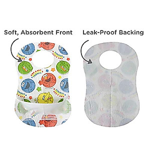 Bibsters Sesame Street Large Disposable Bibs with Patented Crumb-Catcher, Leakproof Liner, and Reusable Fastener -Age 6 Months and Up 32 count (Pack of 1)