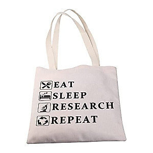 MBMSO Eat Sleep Research Repeat Tote Bag Researcher Gifts Shoulder Bag Lab Gifts Funny Science Gifts for Chemist Physicist