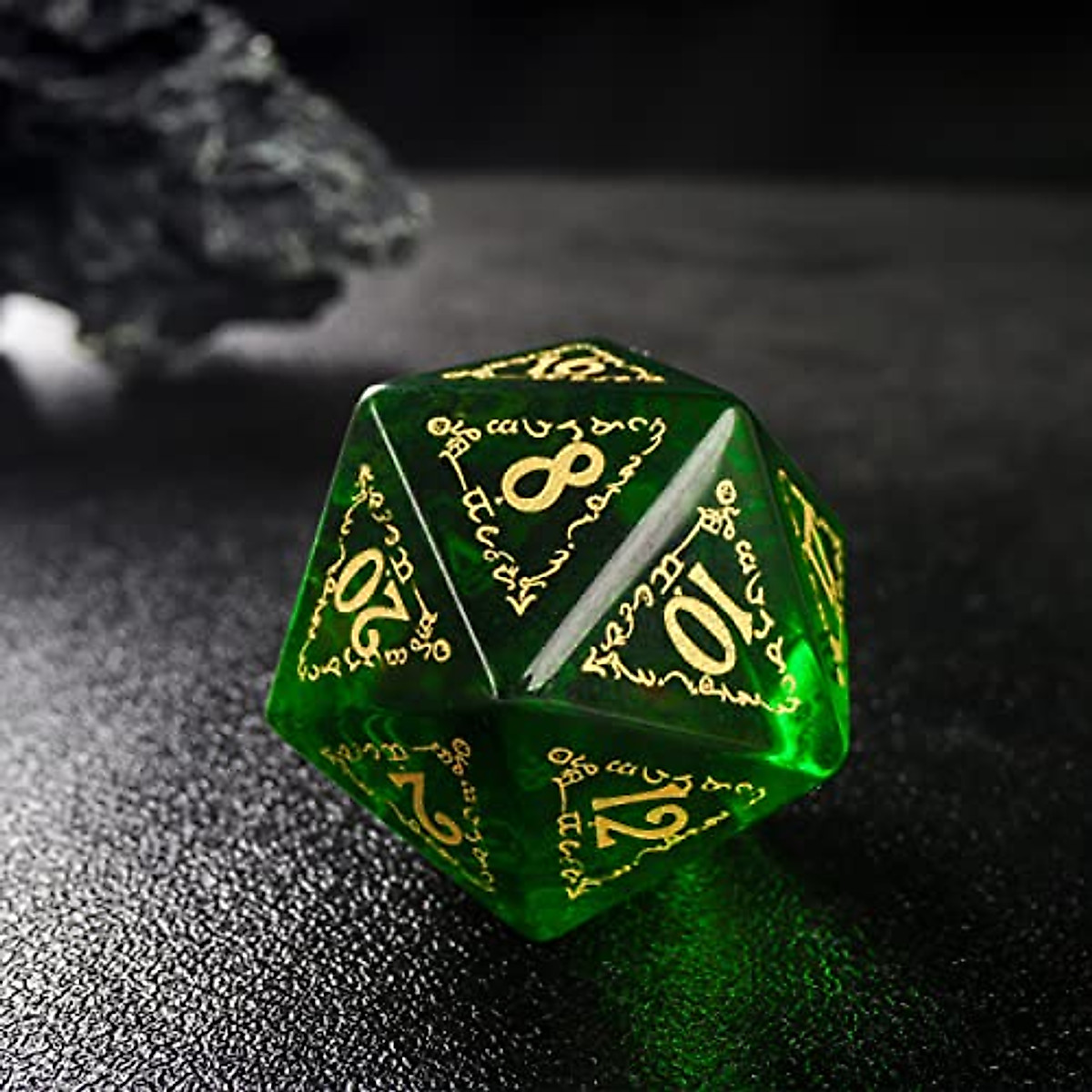 VVFOR Prism Rainbow Glass DND Dice Set Sharp Edge Polyhedral D&D dice for Role Playing Games Table Games D20 D6 D10 D12 D8 (Green Viking)