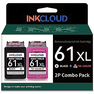 61XL XXL Ink Combo Pack Compatible with HP 61 Ink Cartridges for HP Envy 4500 4502 5530 5534 Deskjet 3050A 1000 1010 1512 3054 Officejet 1051 4630 4635 Printer (1 Black 1 Tri-Color)