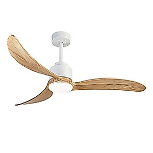 TFVV 52" Wood Ceiling Fan with Light,3 Blades,6 speeds, Farmhouse Ceiling Fan with Remote Control for Living Room, Bedroom, Kitchen(White)