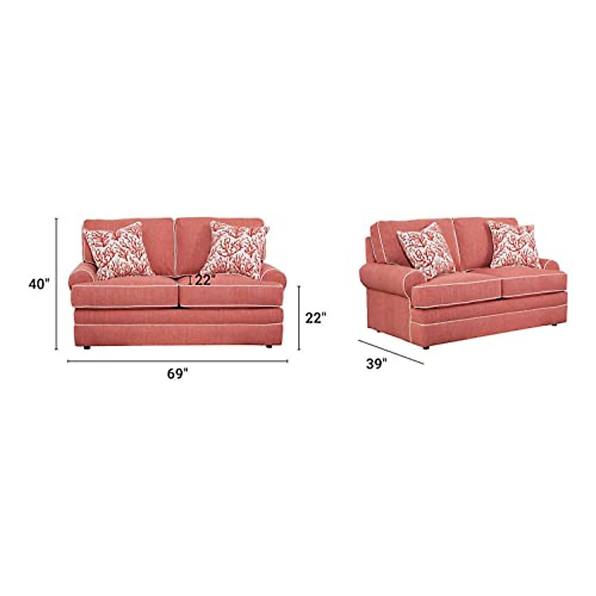 American Furniture Classics Coral Springs Model 8-020-S260C Loveseat with Two Matching Pillows