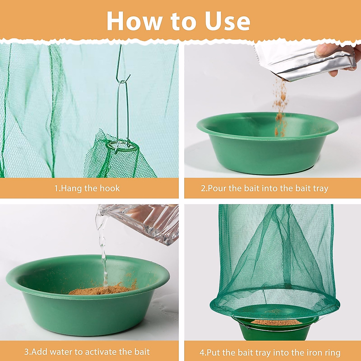 Dwcom 20x30g Fly Trap Bait Refills, Natural Fly Bait Refill for All Reusable Outdoor Fly Traps, Fly Bait Refill Packets, Fly Attractant