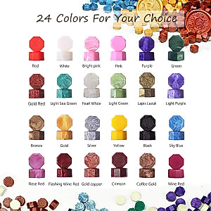 Wax Seal Kit, Wax Seal Stamp Kit with 648 Pcs Wax Seal Beads, 2 Wax Stamps, 10 Envelopes, 1 Warmer, 2 Metal Pens, 2 Spoon and 4 Candles, Ideal for Wedding Invitations, Gift Wrapping, Christmas Letters