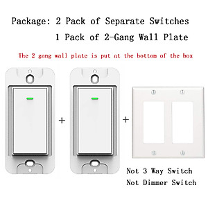 Smart Light Switch, Double Smart WiFi Light Switches, Smart Switch 2 Gang Works with Alexa Google Assistant