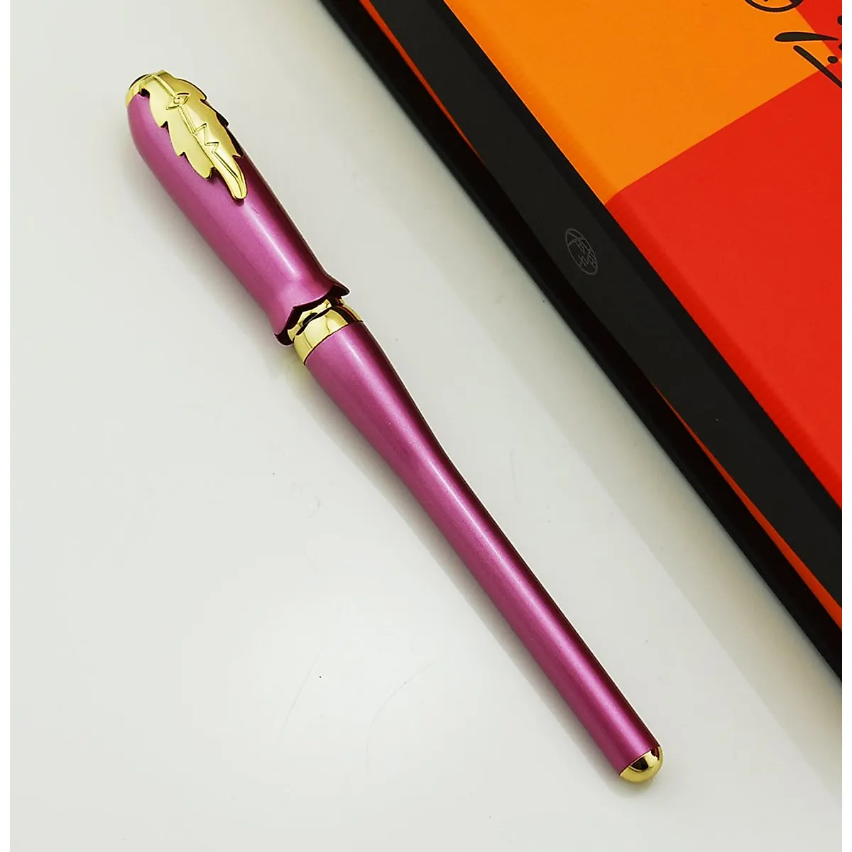 Lanxivi Picasso Greek Irene Purple Rollerball Pen for Woman, Bud Cap Leaf Clip Uniqu Style Gift Box Set